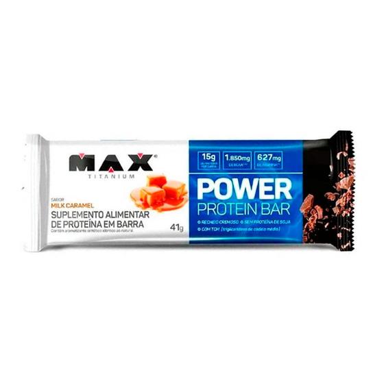 Barra de Proteína Max Titanium Power Protein Bar Sabor Milk Caramel 41g ...