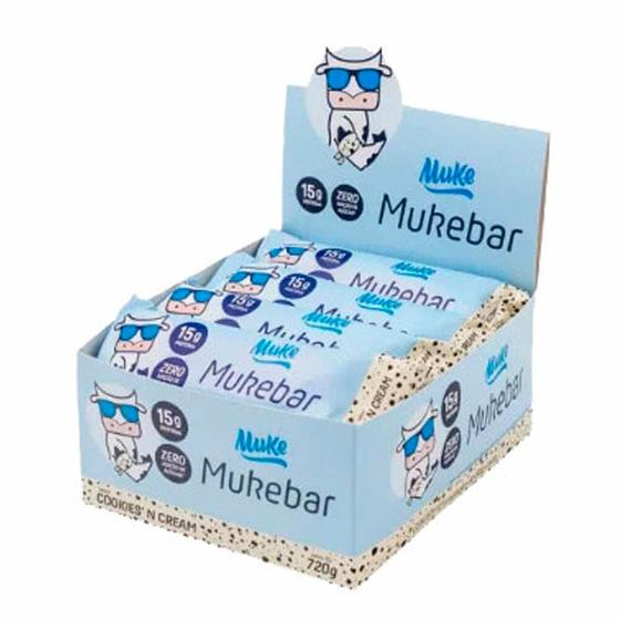 Barra de Proteína Mukebar Cookies and Cream Muke (cx c/ 12un de 60g ...