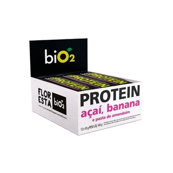 Barra de Proteína Vegana Açaí, Banana e Pasta de Amendoim biO2 Cx 12 un ...
