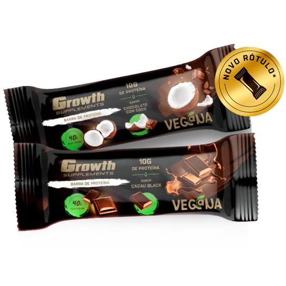 Barra de Proteína Vegana Growth Bar com Recheio - 12un x 40g cada (480g ...