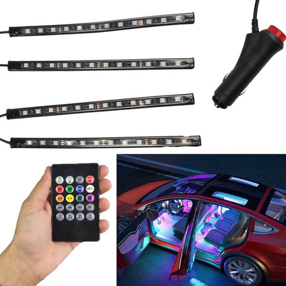 Barra Led Neon 8 Cores Rgb Controle Carro Moto Musica Caminhao Som ...