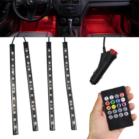 Barra Neon Led 8 Cores RGB Controle Musica Carro Moto Caminhao ...