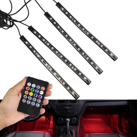 Barra Neon Led Carro 8 Cores RGB Controle Moto Musica Wireless ...