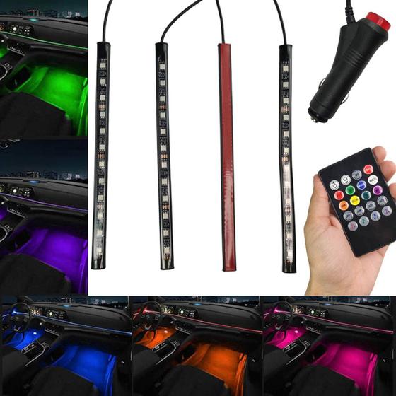 Barra Neon Led Cob 8 Cores RGB Carro Moto Caminhao Musica Controle Som ...