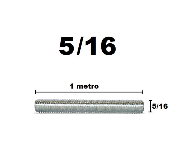 Barra Roscada 1 Metro 5/16 Rosqueada Zincada com 4 Porcas e 4 Arruelas - new fix - Barra Roscada ...