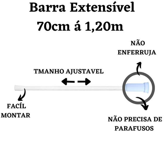 Barra Varão Varal Extensível Para Cortina Banheiro Box Extensor 70x120 ...