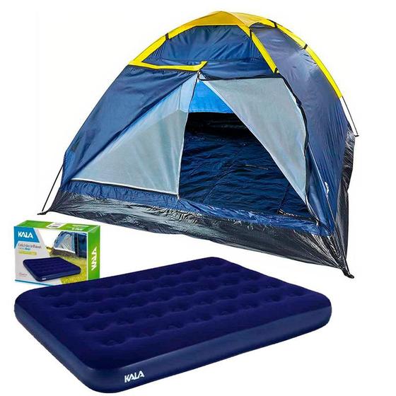 Barraca Camping até 4 Pessoas Porta Dupla com Colchão Inflável Casal ...