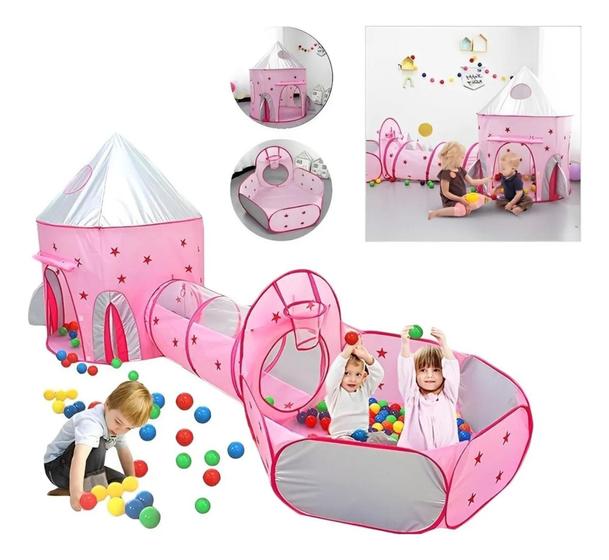 Barraca Infantil Rosa Toca Túnel 3 X 1 Barbie Cesta Basquete - cabana ...