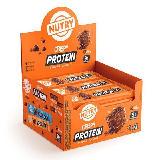 Barrinha de Proteína Nutry Crispy Chocolate ao Leite 30g - Display 12un ...