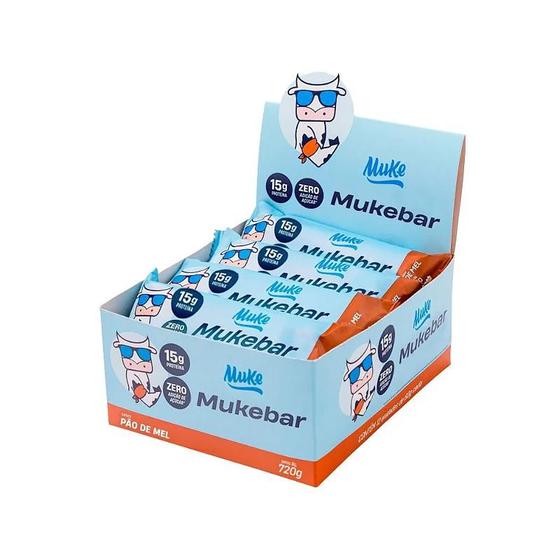 Barrinha mukebar muke - sabor pão de mel 60g cd - cx c 12 un 720gr + mu ...