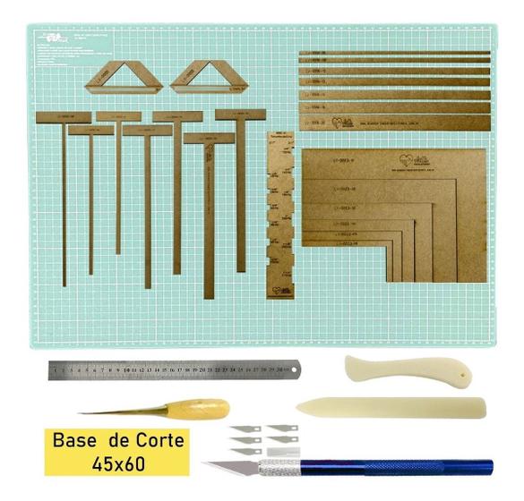 Base De Corte Tiffany Placa de Cortar Tecido Papel 60x45 Régua Inox ...