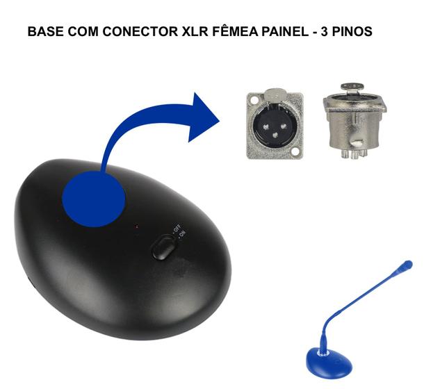 Base de Mesa p/Microfone Gooseneck,Conector XLR,Chave ON/OFF - Aj Som ...