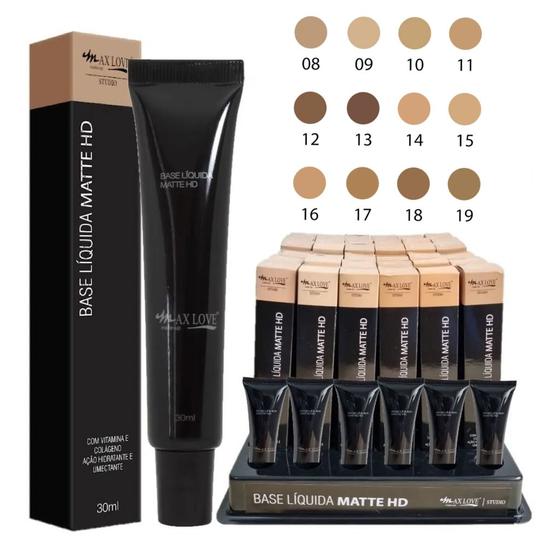 Base Liquida Matte Facial Max Love Hidratante Colágeno Hd Alta Duração ...