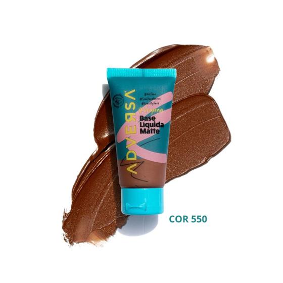 Base Liquida Matte Vegana Adversa Tons Médios, Escuros Cor 550 - Base ...
