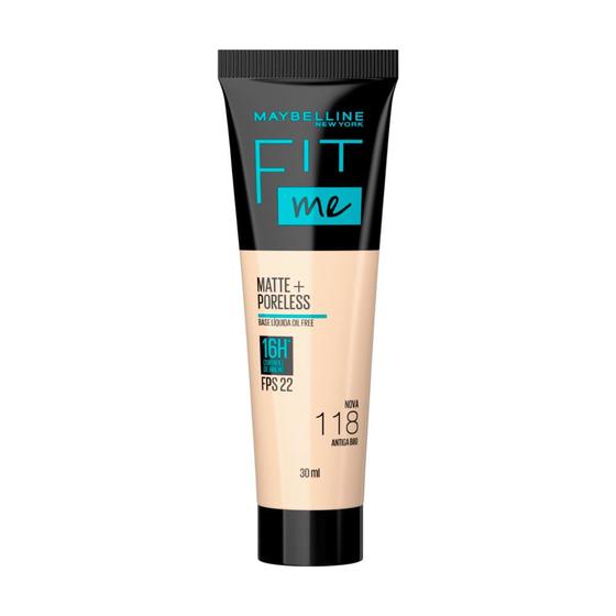 Base Líquida Maybelline Fit Me Efeito Mate FPS 22 Cor 118 30ml - Base ...