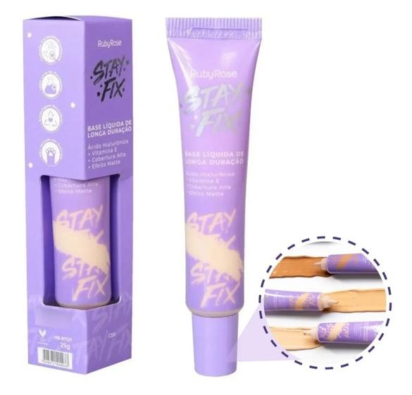 Base Liquida Ruby rose Stay Fix Matte Alta Cobertura25 g - Base Facial ...