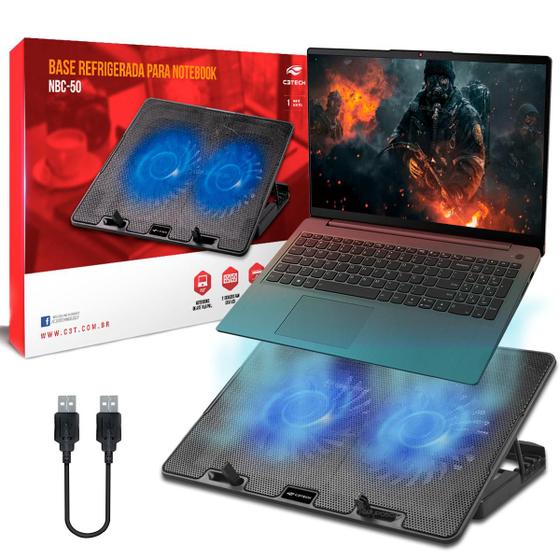 Base Notebook Ergonômica Refrigeração 15,6 Nbc-50bk - C3 tech - Suporte ...