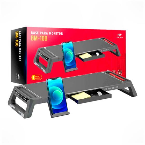 Base Para Monitor Suporte de Mesa Organizadora Tela Pc C3tech - C3Tech ...