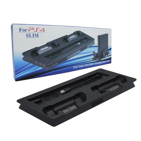 Base Suporte Cooler Carregador 3 USB PlayStation 4 PS4 Slim Preto ...