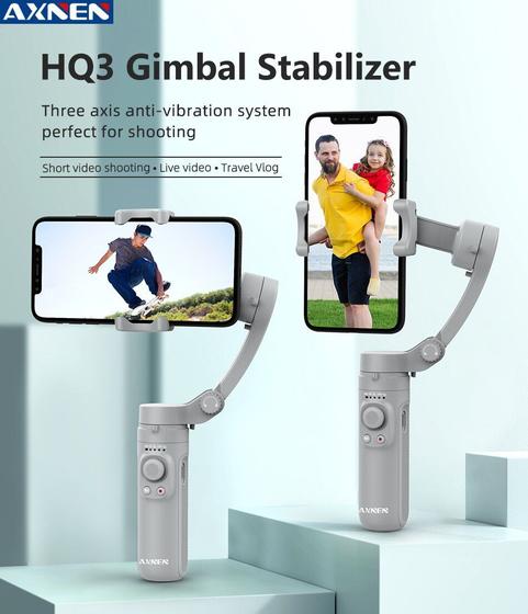 Bastão Estabilizador Digital 3 Eixos Selfie p/ Celular Gimbal HQ3 + Tripé (Rastreador Facial ...