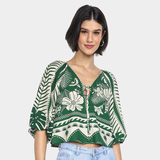 Bata Farm Noite das Araras Feminina - Blusas Femininas - Magazine Luiza