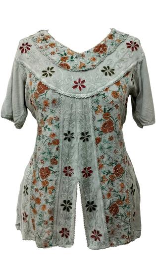 Bata Feminina Indiana Manga Curta Lisa Bordados 200 - B - Sarat Moda ...