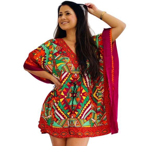 Bata Kaftan Curta Estampada Hippie Boho Saida de Praia - Canga e Cia - Saída de Praia - Magazine ...