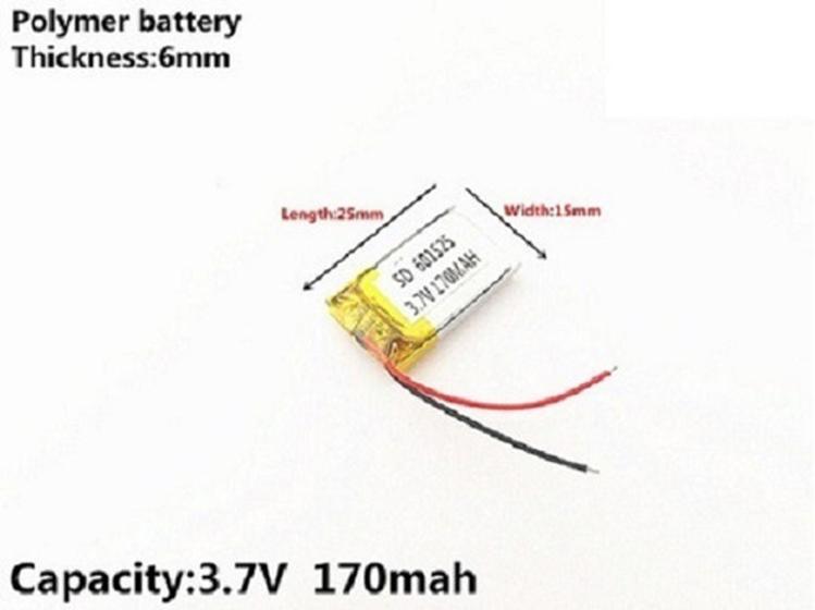 Bateria 170 Mah 3,7v 2 Fios 6mm X 15mm X 25mm 601525 - - bgb ...