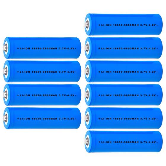 Bateria 18650 4.2V 9800 mah Recarregável Lanterna Led Caixinha Pilha Radio Brinquedos Kit C/10 ...