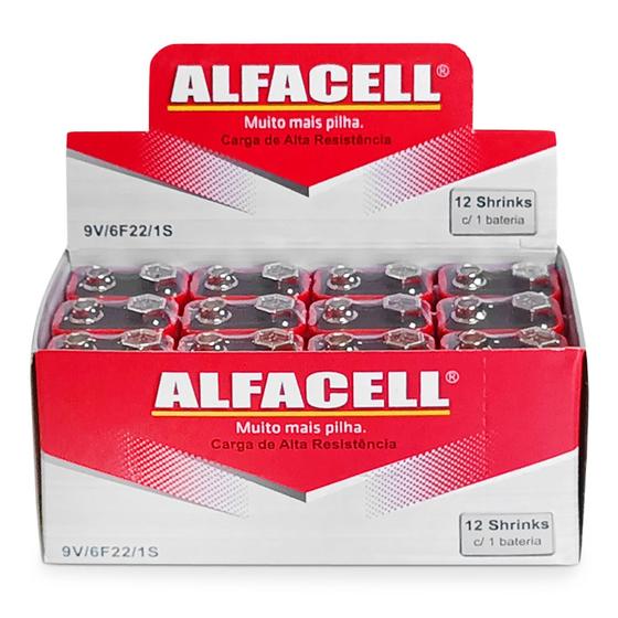 Bateria 9V Pilha 9V Retangular Comum Caixa Com 12 Uni - Alfacell ...