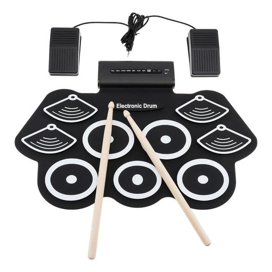 Bateria Eletrônica Portátil Instrumento Musical 9 Pads Preto - NoBrand - Bateria e Percussão ...