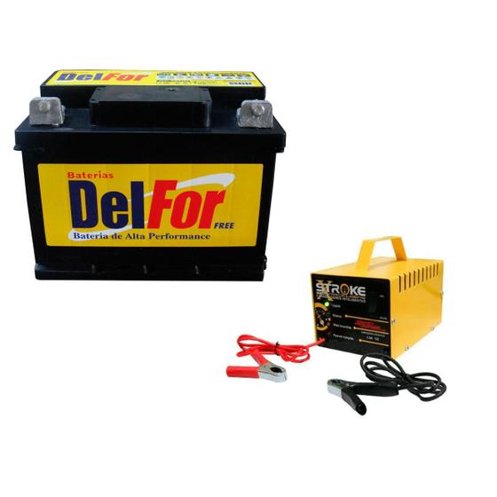 Bateria Estacionária Delfor 70ah 12v + Carregador Stroke Power 5ah 12v ...