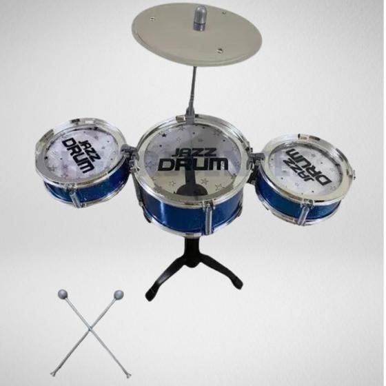 Bateria Infantil 4 Tambores Com Baquetas e Banquinho Para Pequenos ...