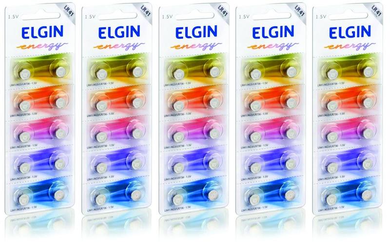 Bateria Lr41 Ag3 Lr736 Elgin Pilha Alcalina 5 Cartelas - Pilhas ...