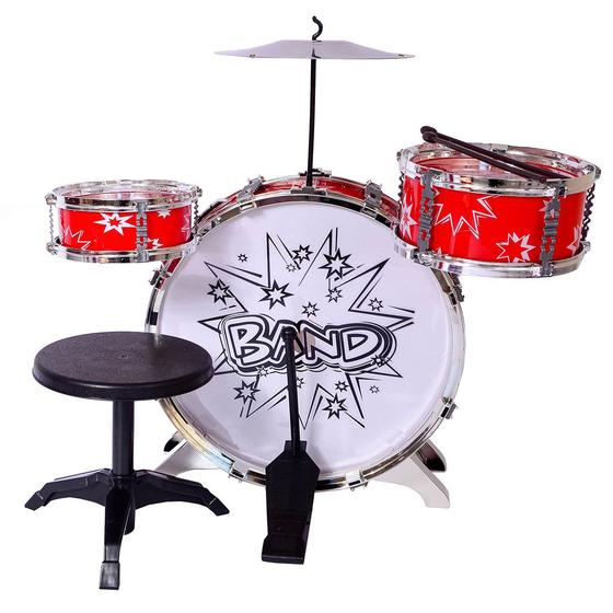 Bateria Musical Infantil 3 Tambores + 1 Prato C/ Banco - Big Bang ...