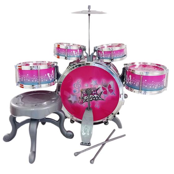 Bateria Musical Infantil 5 Tambores + 1 Prato C/ Banco - DM Toys ...