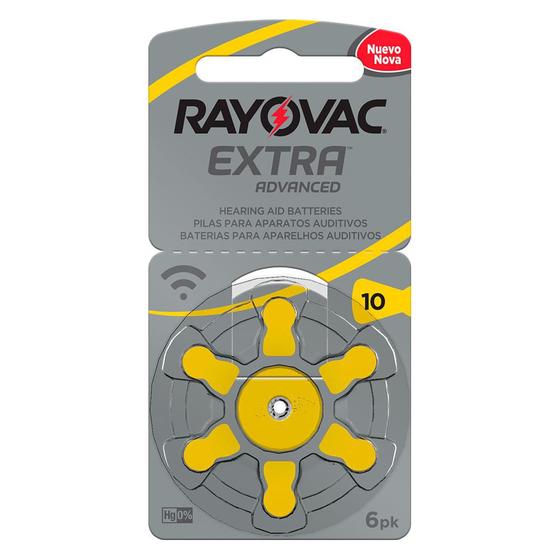 Bateria para Aparelho Auditivo Rayovac Extra Advanced Tamanho 10 com 6 ...