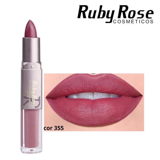 Batom Ruby Rose 2 Em 1 Matte Duo Bastão/líquido Varias Cores - Batom ...
