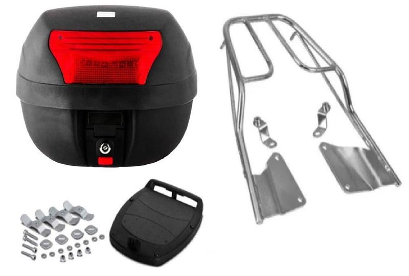 Bau Smart Box 28 Litros + Bagageiro Honda Cg Titan 160 2016 2017 2018 ...