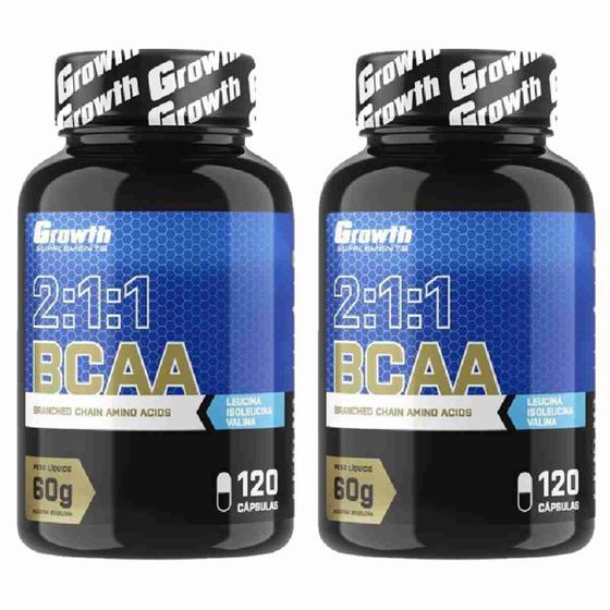 Bcaa 120 Cápsulas Original Growth Kit 2 Potes - Growth Supplements ...