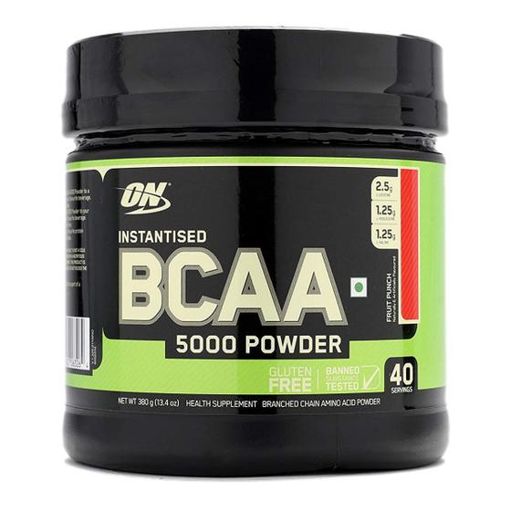 BCAA 5000 Powder 380g/ 40 porções - 2,5g de Leucina Optimum Nutrition ...