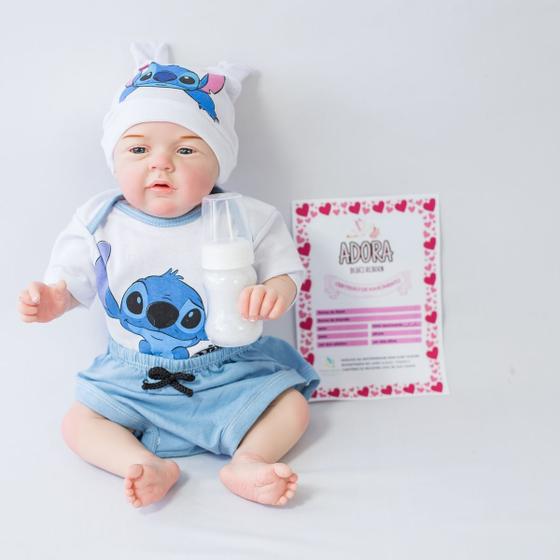Bebê Reborn Boneco Menino Realista Stitch Original Articulado Corpo de ...