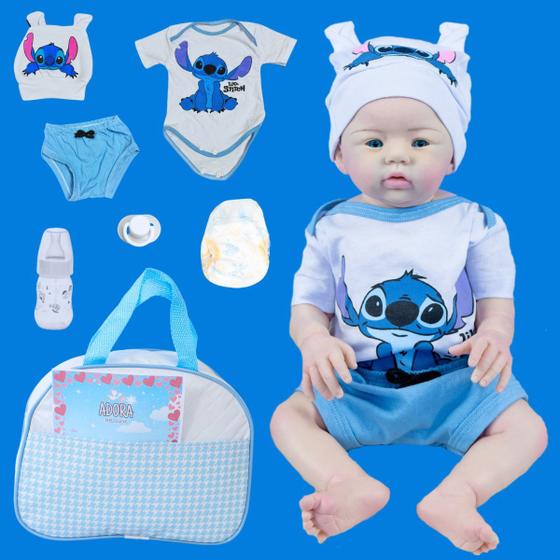 Bebê Reborn Boneco Realista Abigail Stitch RecémNascido Bolsa ...