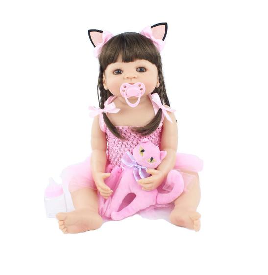 Bebe reborn gatinha lorena 55 cm silicone - KEIUMI - Bonecas - Magazine Luiza