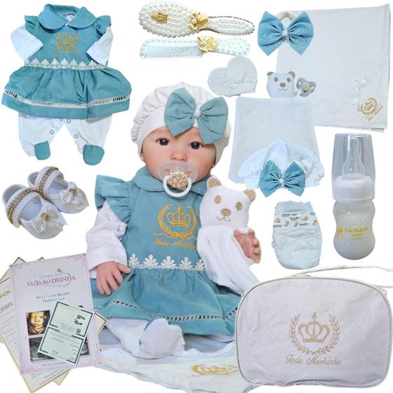 Bebê Reborn Luna Verde Luxo Macia Pode Dar Banho Lançamento Presente ...