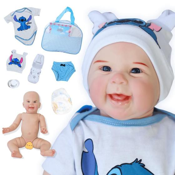 Bebê Reborn Menino Boneco Original Realista de Silicone Com Bolsa ...