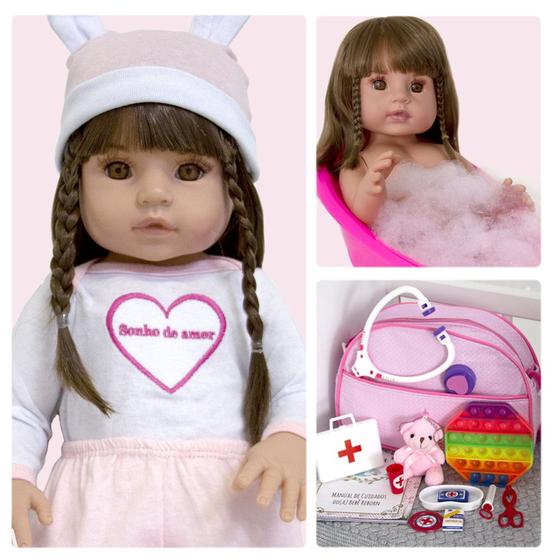 Bebe Reborne Siliconado Sonho de Amor Pode Dar Banho e Itens - Cegonha ...