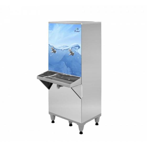 Bebedouro Industrial Adesivado 50L Inox Coluna 2 Torneiras Geladas ...
