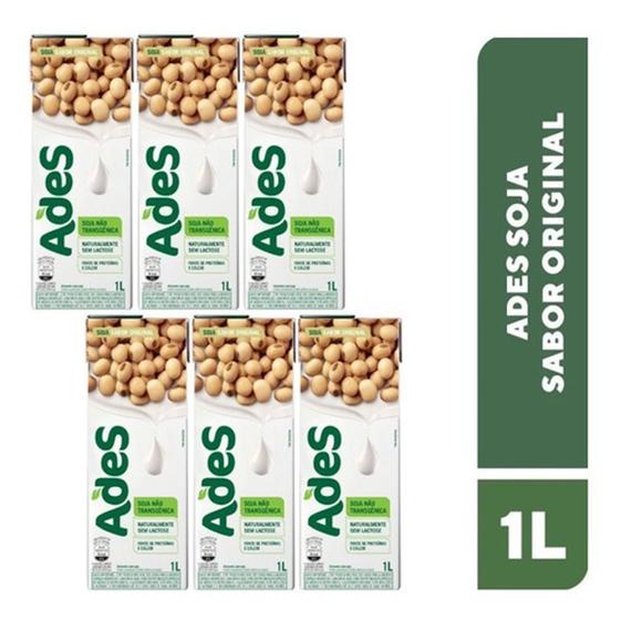 Bebida à Base de Soja Sabor Original 1L kit 6 unidades Ades - Bebida de ...