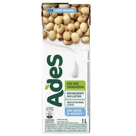 Bebida à Base de Soja Sabor Original Zero Açúcar 1L 1 UN Ades - Bebida ...